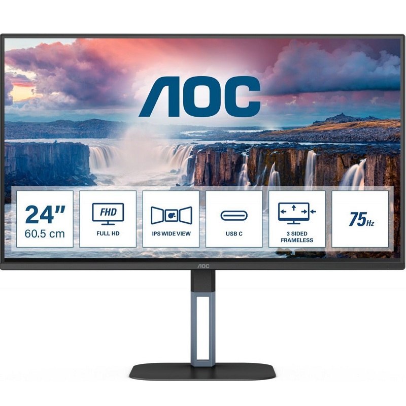 Monitor AOC 24″ Ips 16:9 Full HD Hdmi Dp Usb-C 4Ms 75Hz Multimédia ...