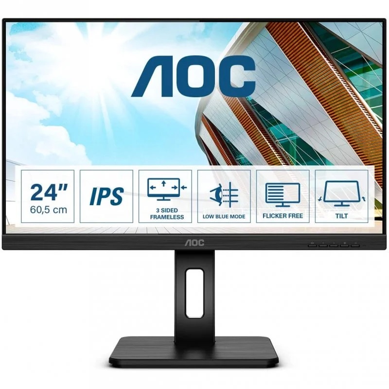 Monitor AOC 24″ Ips (23.8) Full HD Vga Dvi Hdmi Dp Usb Multimédia Tem ...